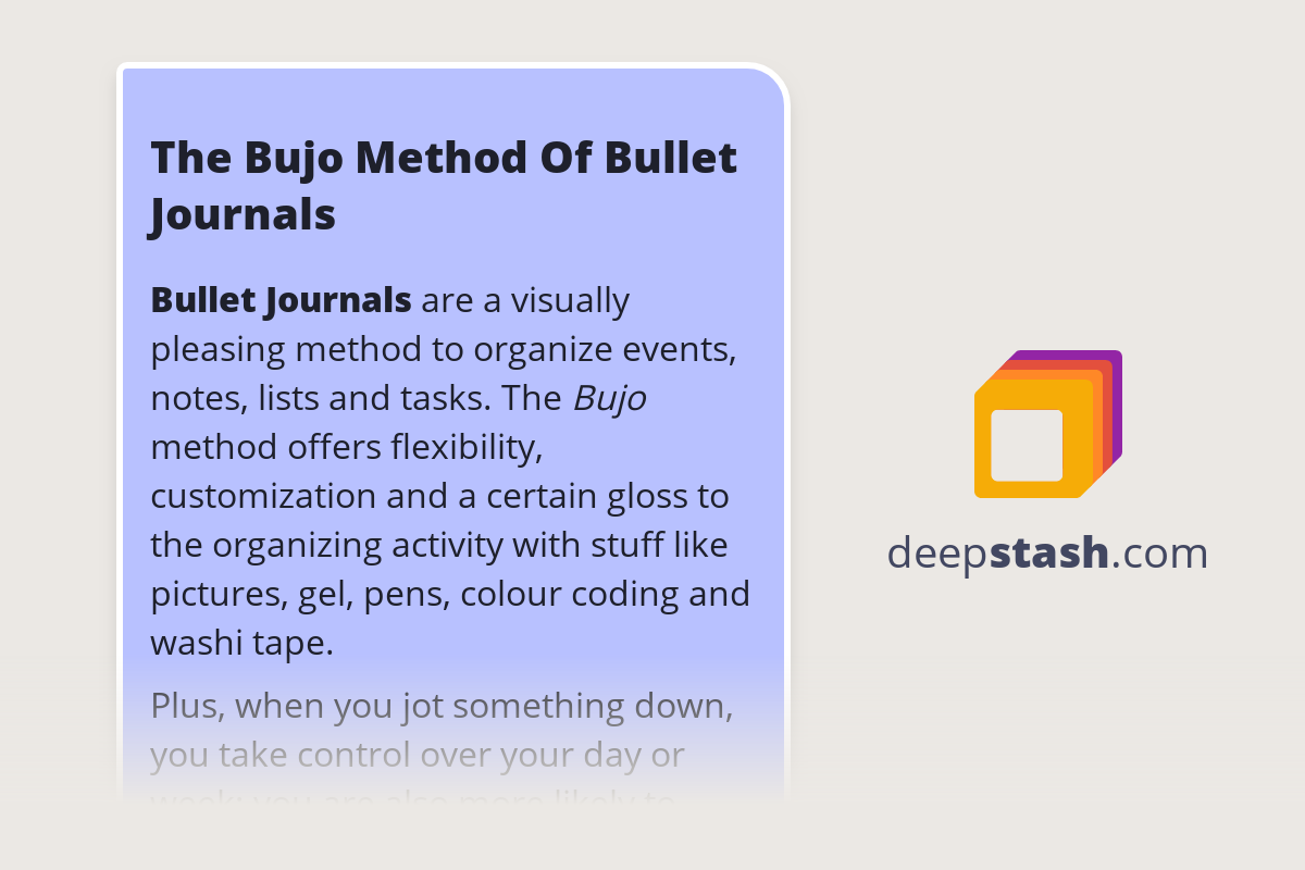 The Bujo Method Of Bullet Journals - Deepstash