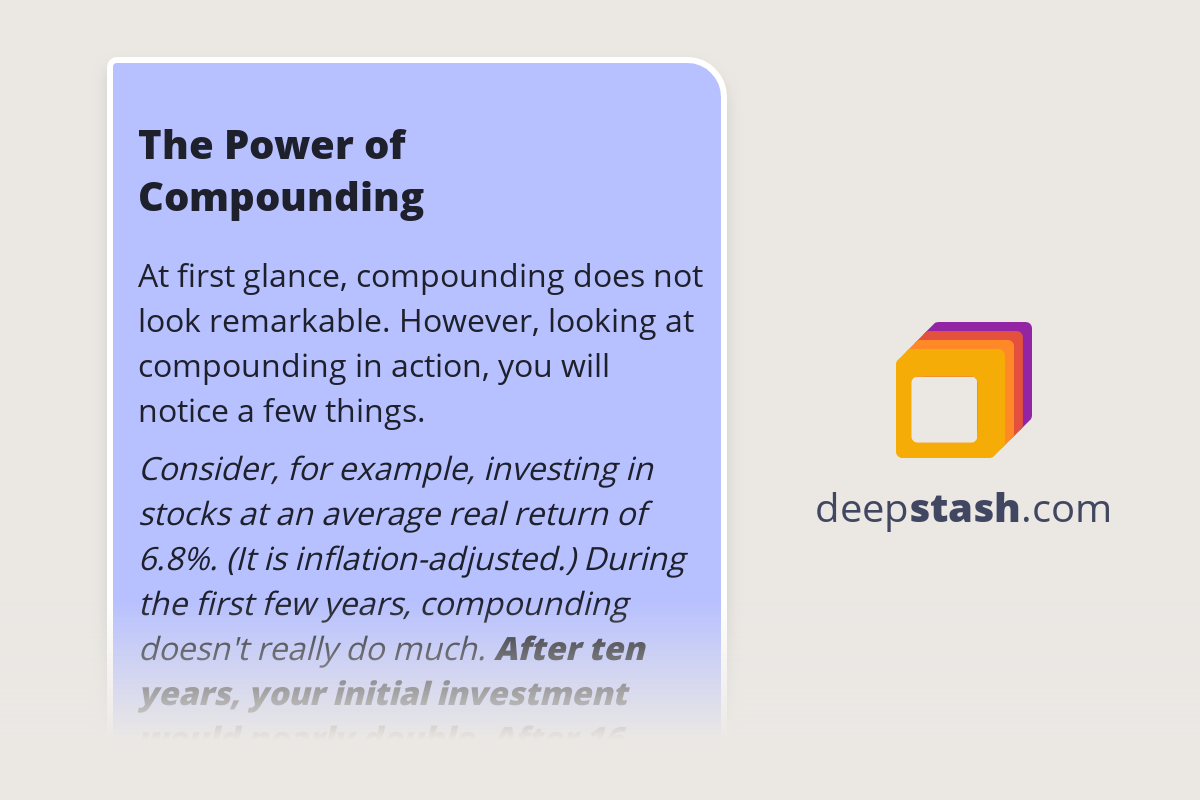 The Power of Compounding - Deepstash