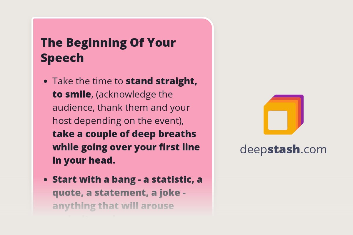 The Beginning Of Your Speech - Deepstash