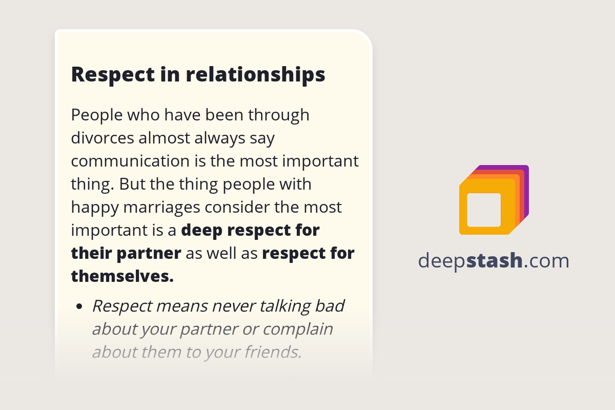 Respect in relationships - Deepstash