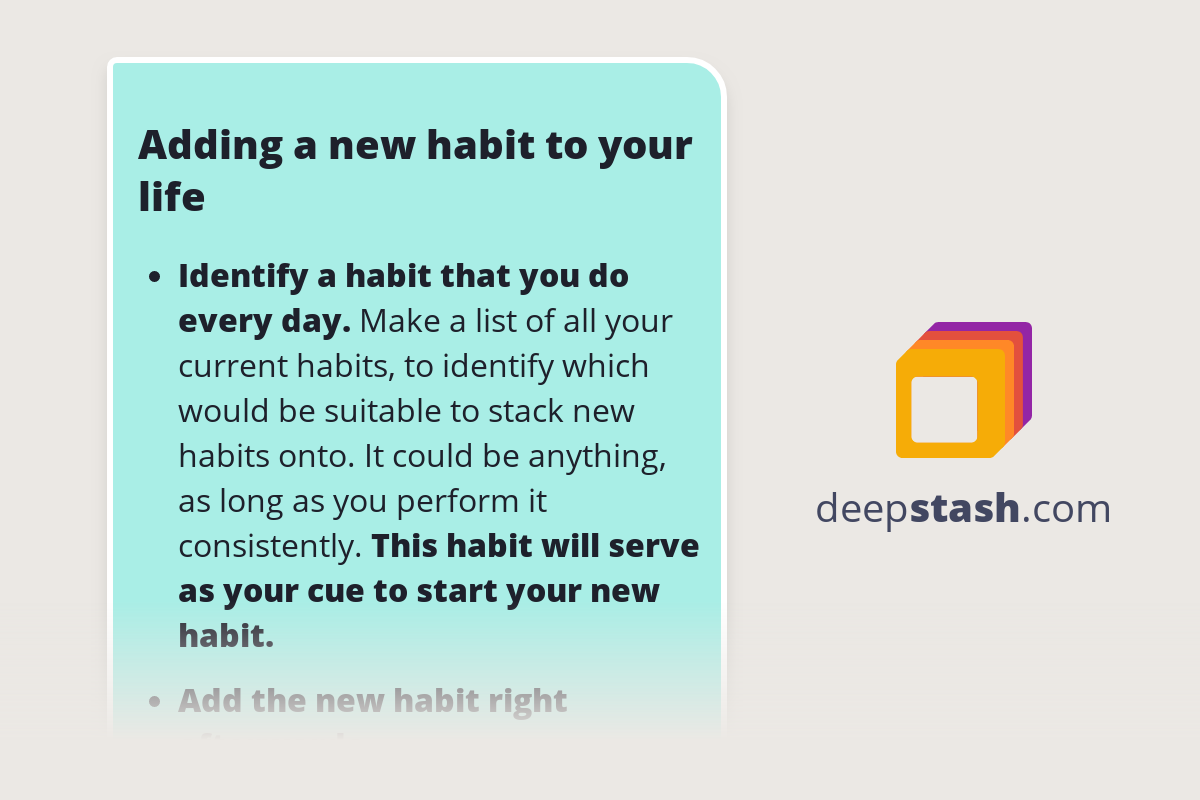 Adding a new habit to your life - Deepstash