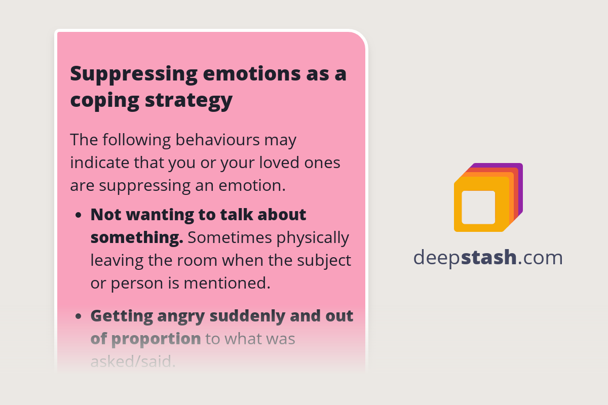 Suppressing emotions as a coping strategy - Deepstash