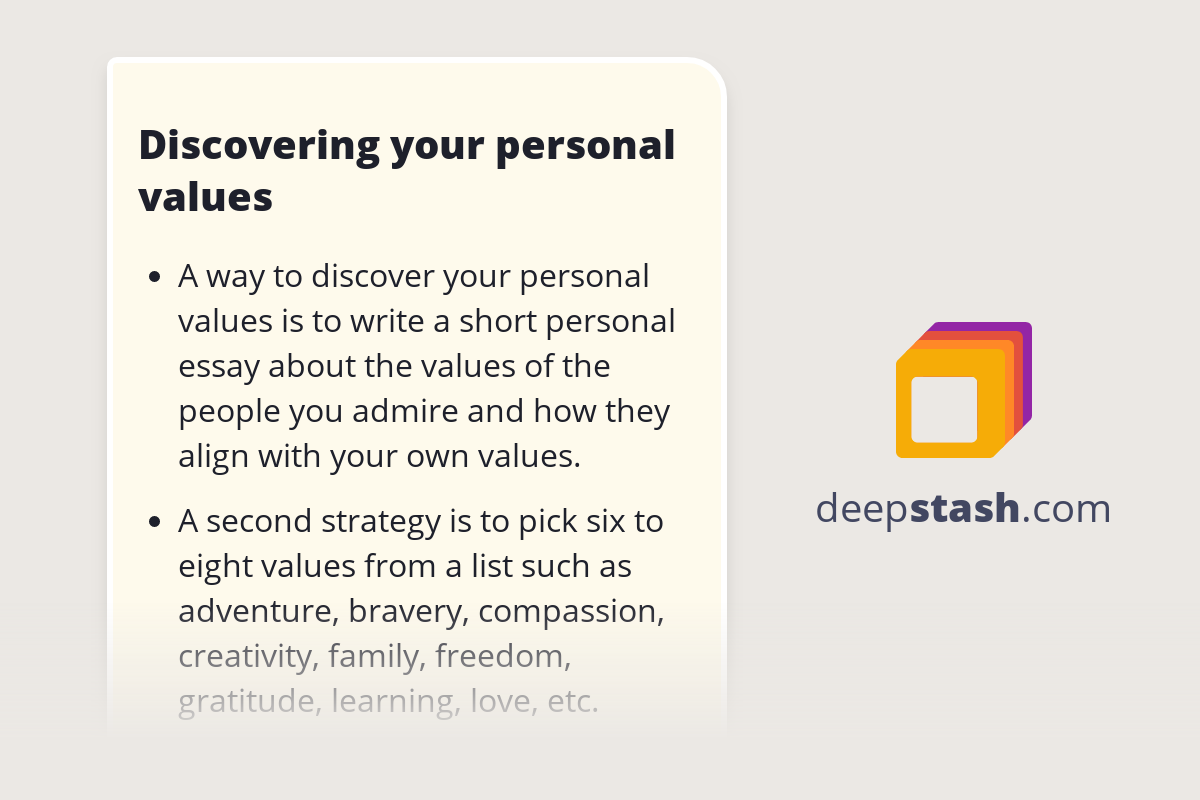 Discovering your personal values - Deepstash