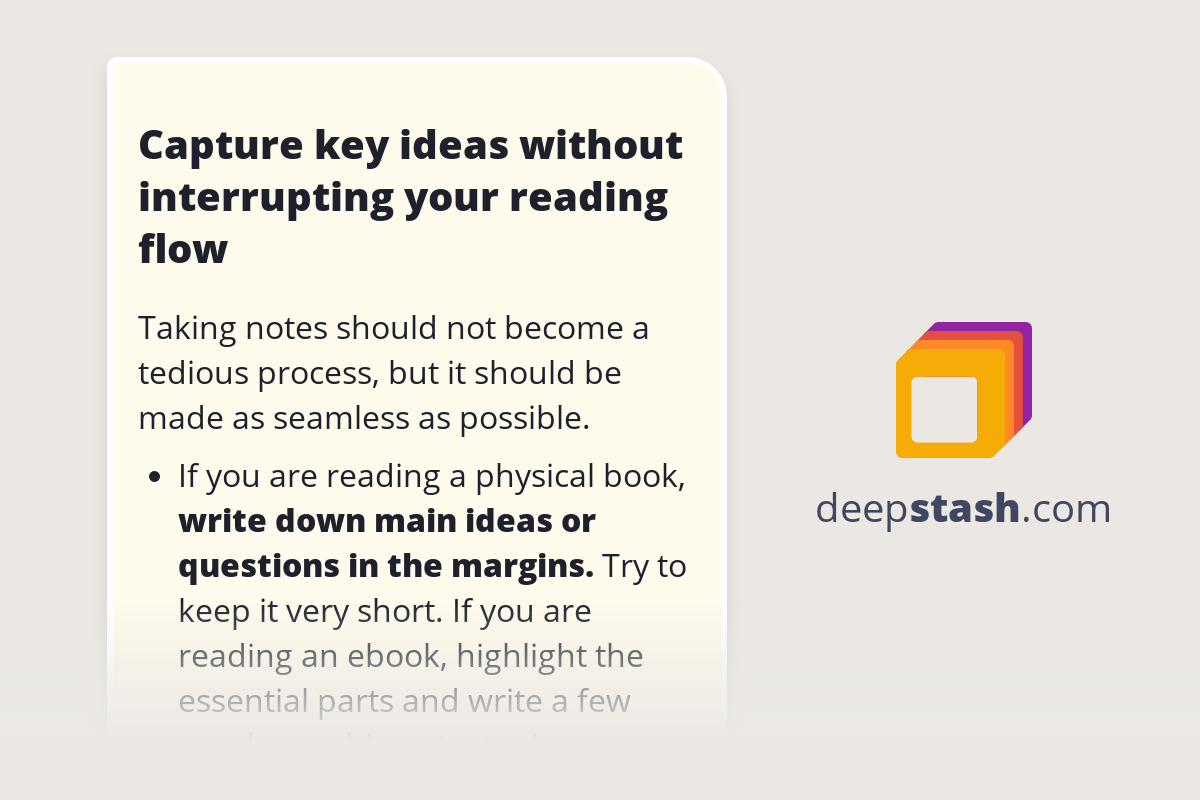 Capture key ideas without interrupting your reading flow - Deepstash