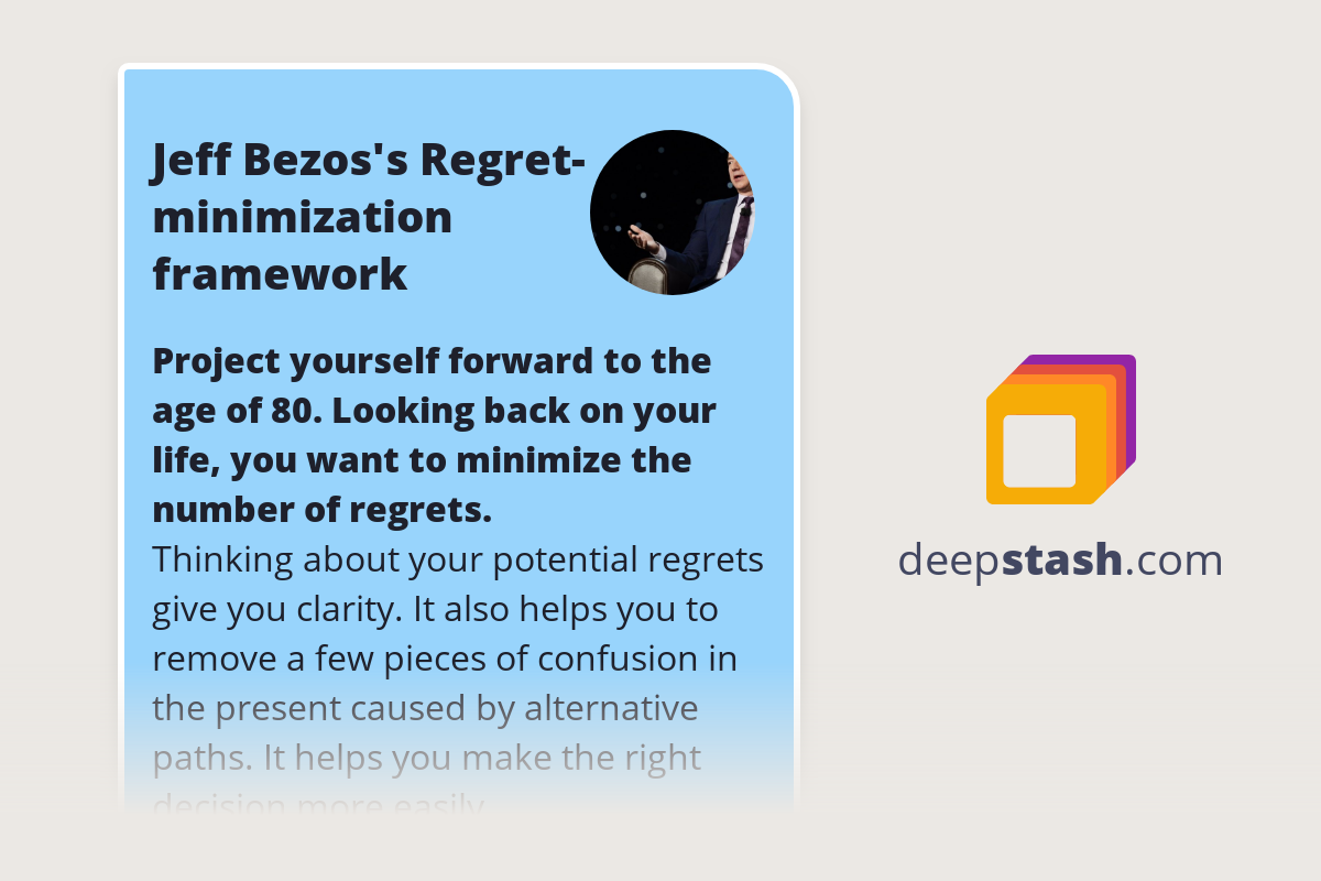 Jeff Bezos's Regret-minimization framework - Deepstash