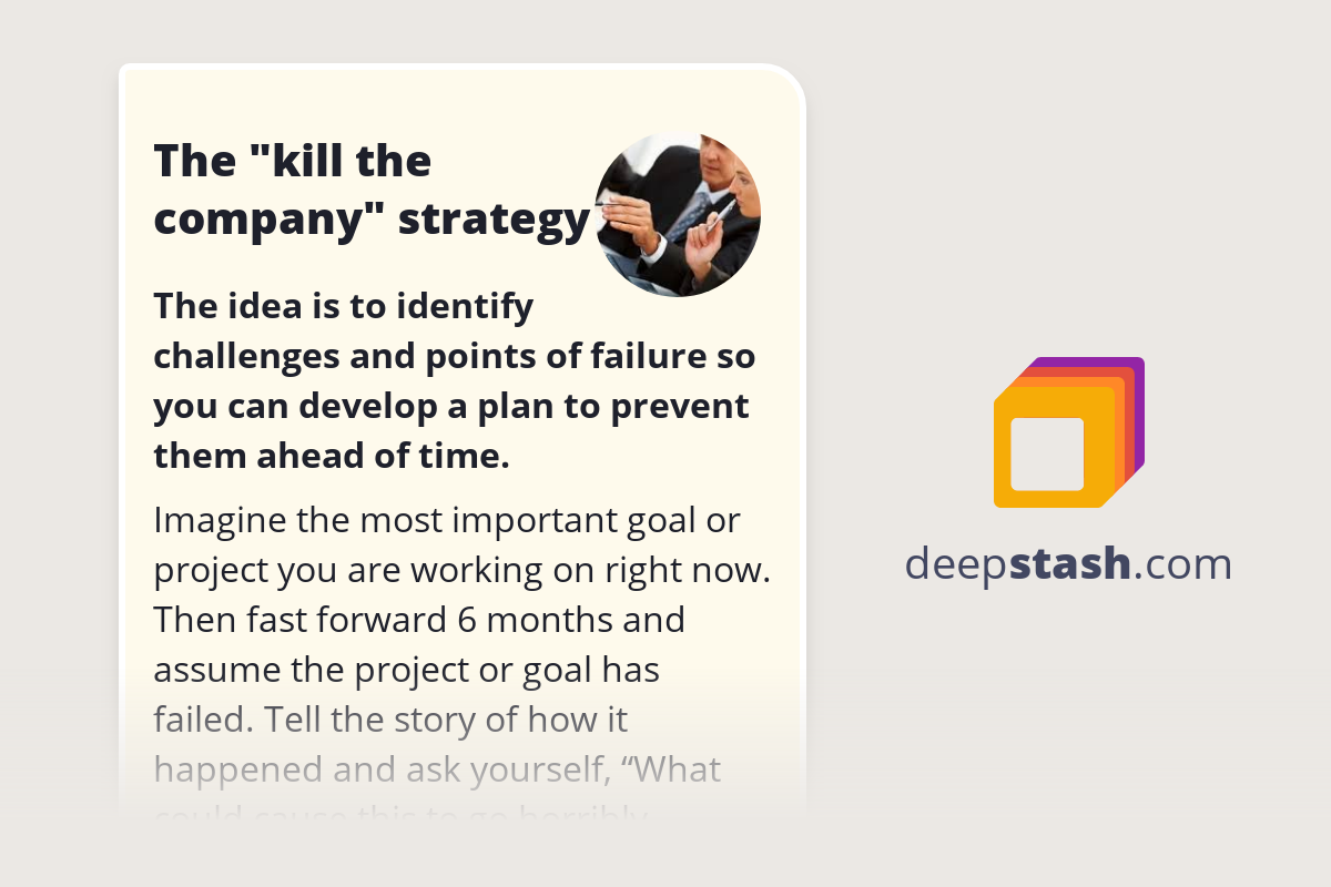 The "kill the company" strategy - Deepstash