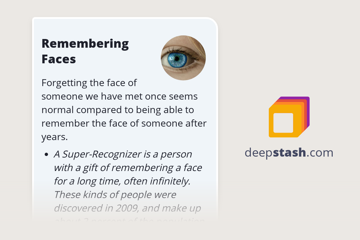 Remembering Faces - Deepstash