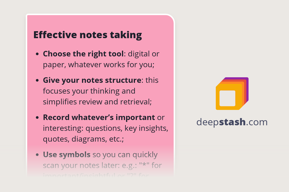 Effective Notes Taking Deepstash