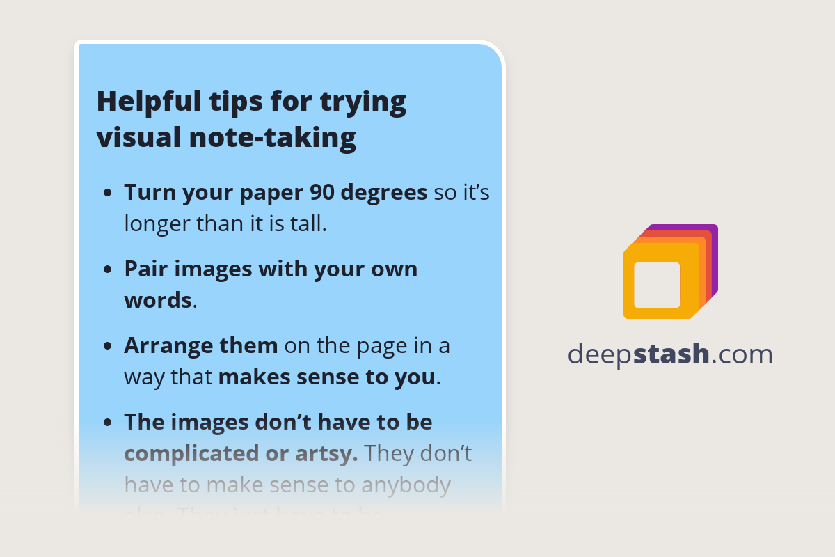 Helpful tips for trying visual note-taking - Deepstash