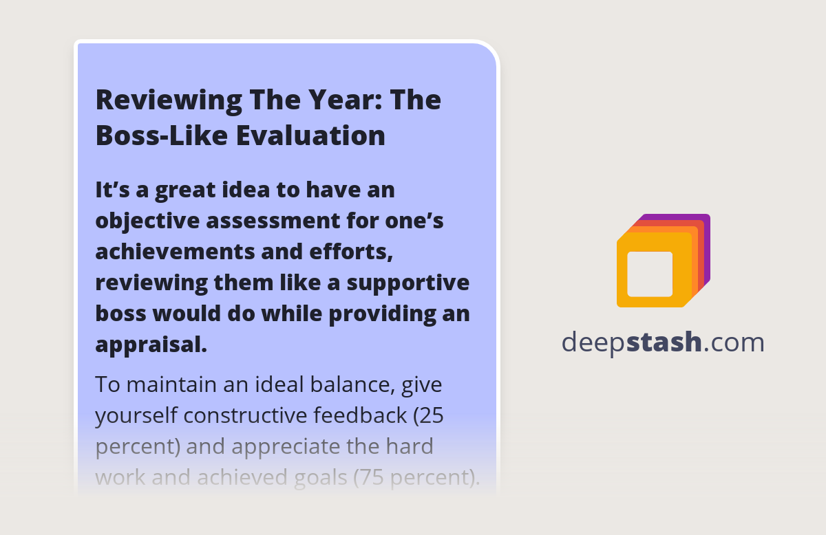 Reviewing The Year: The Boss-Like Evaluation - Deepstash