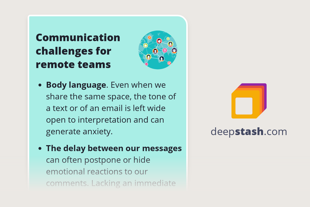 Communication challenges for remote teams - Deepstash