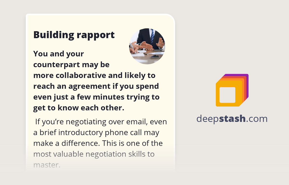 Building rapport - Deepstash