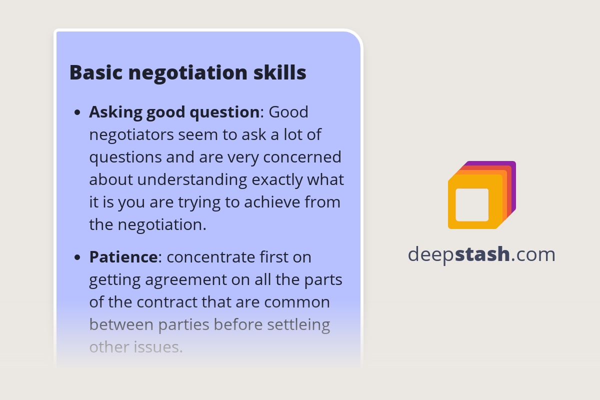 Basic negotiation skills - Deepstash