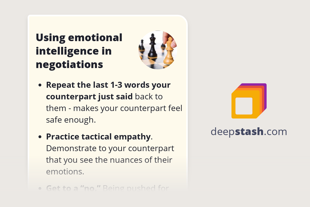 Using emotional intelligence in negotiations - Deepstash