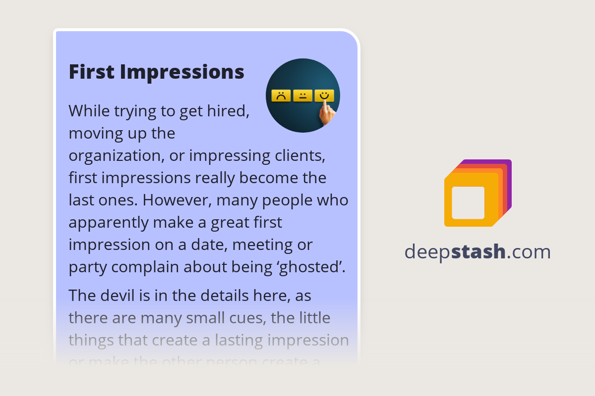 First Impressions - Deepstash