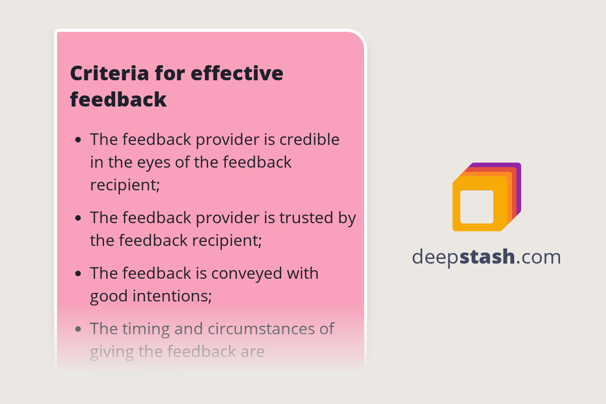 Criteria for effective feedback - Deepstash