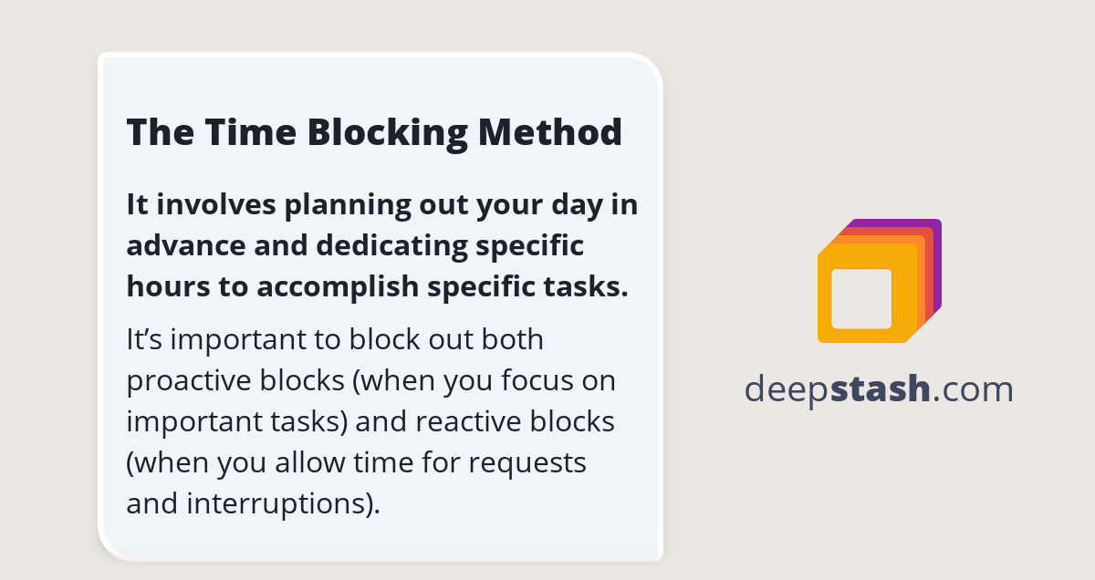 The Time Blocking Method - Deepstash