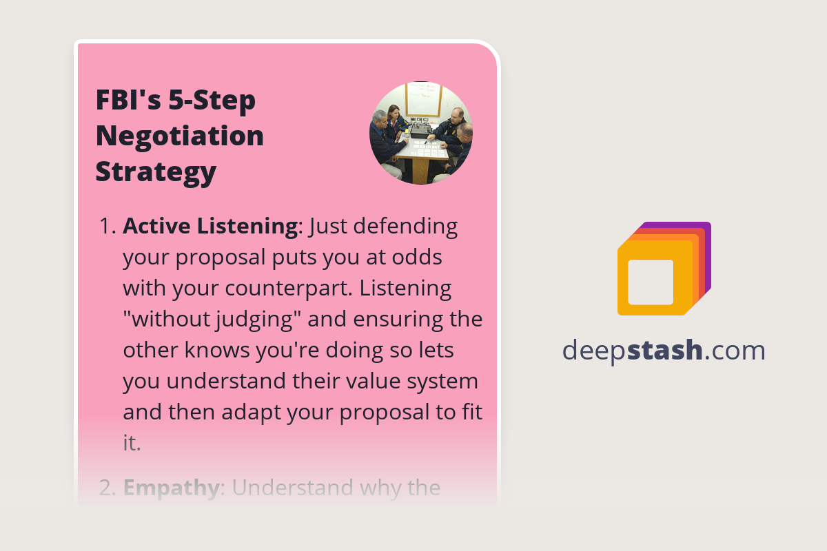 FBI's 5-Step Negotiation Strategy - Deepstash