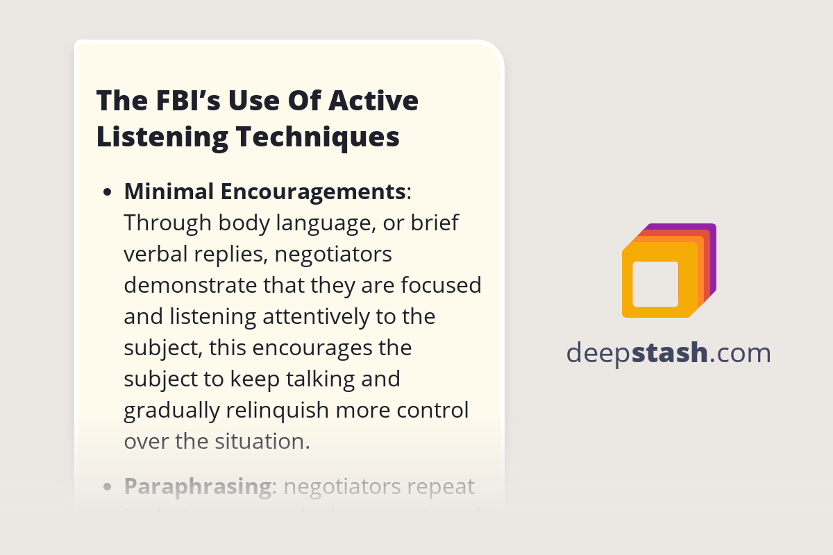The FBI’s Use Of Active Listening Techniques - Deepstash