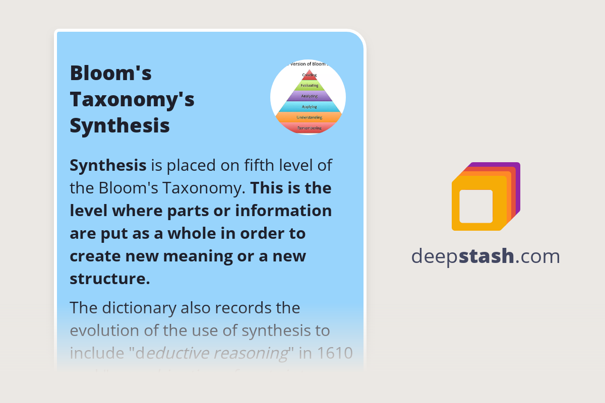 Bloom's Taxonomy's Synthesis - Deepstash