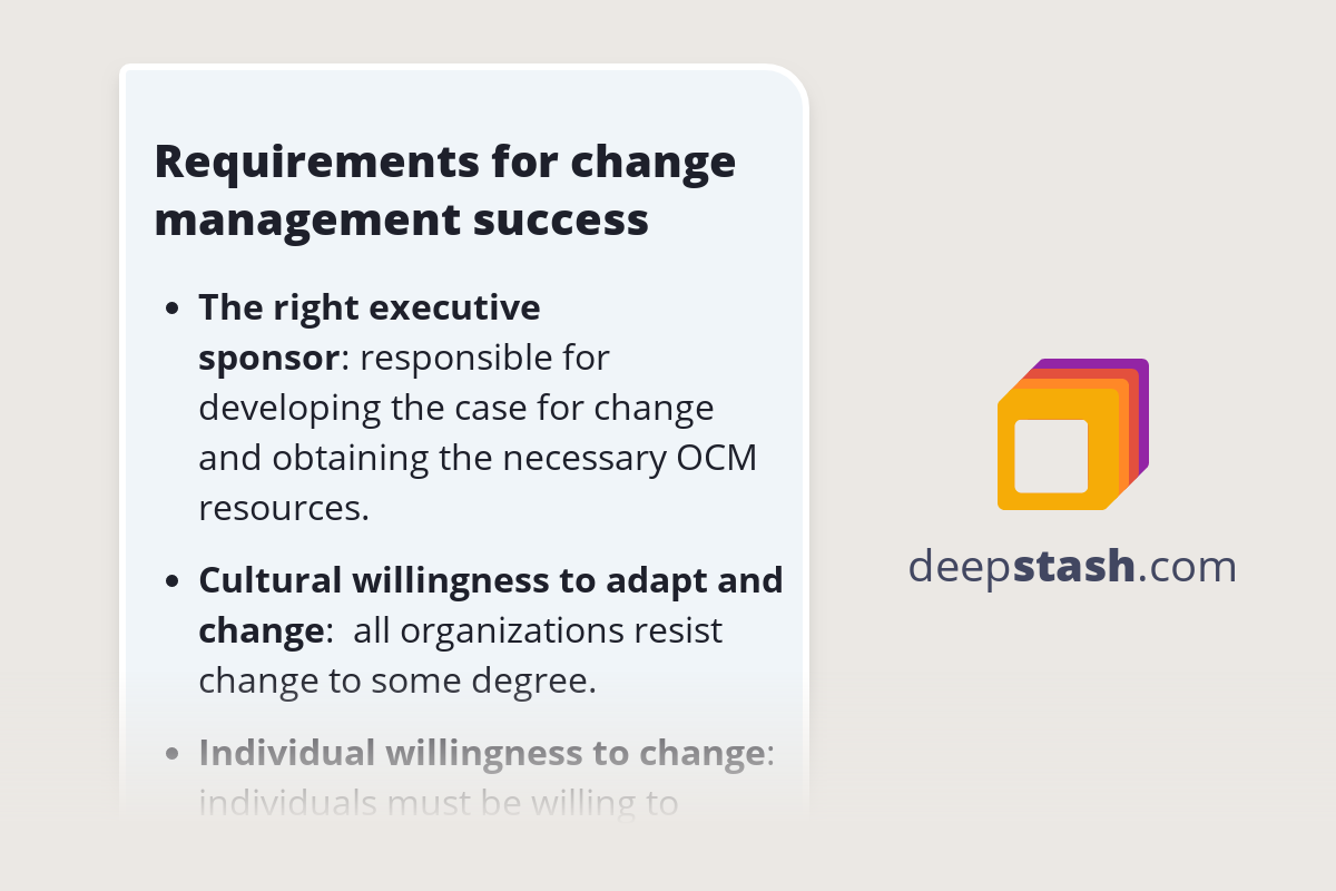 Requirements for change management success - Deepstash