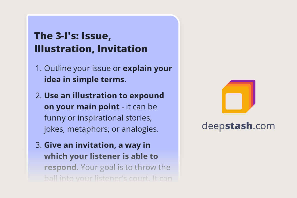 The 3-I's: Issue, Illustration, Invitation - Deepstash