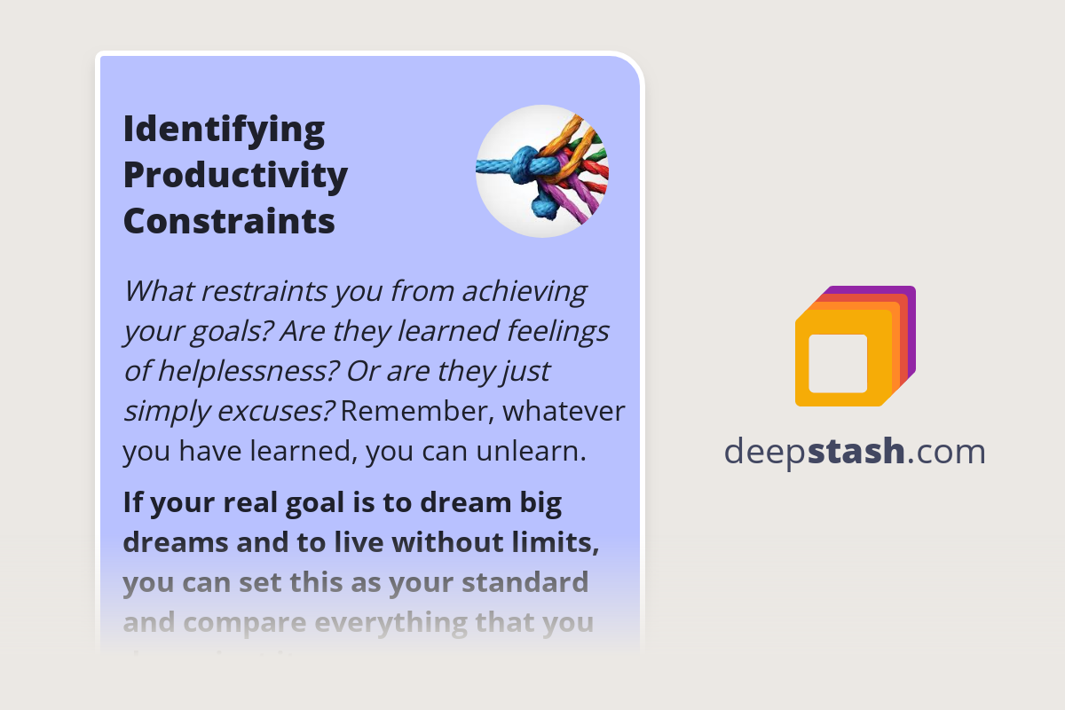 Identifying Productivity Constraints - Deepstash