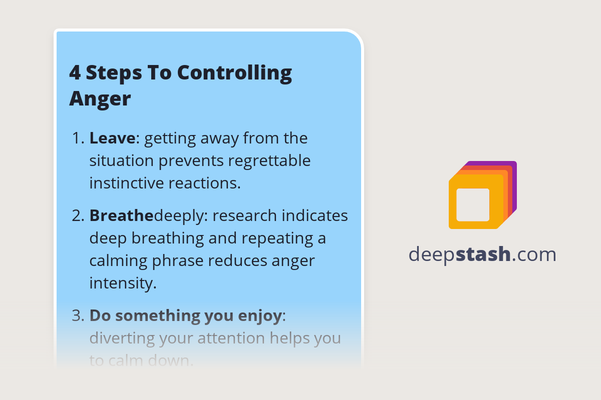 4 Steps To Controlling Anger - Deepstash