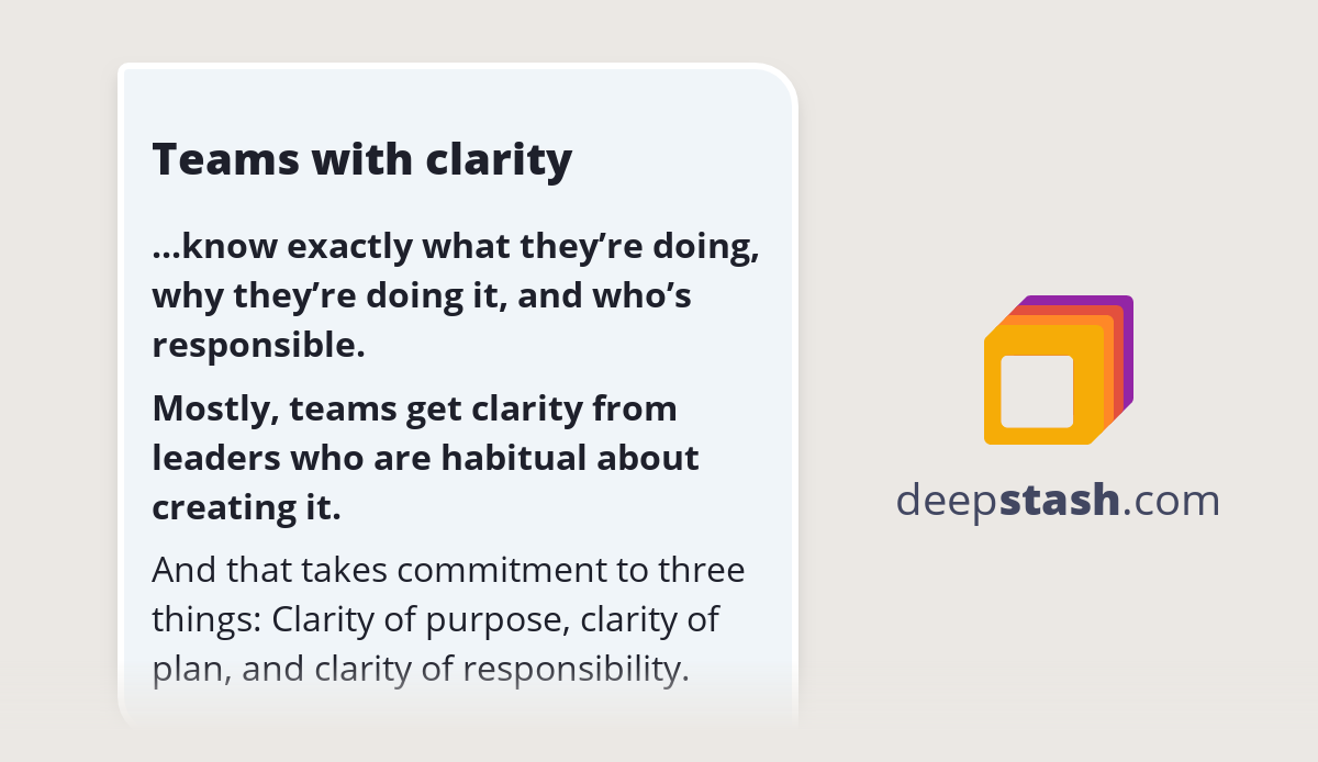 Teams with clarity - Deepstash