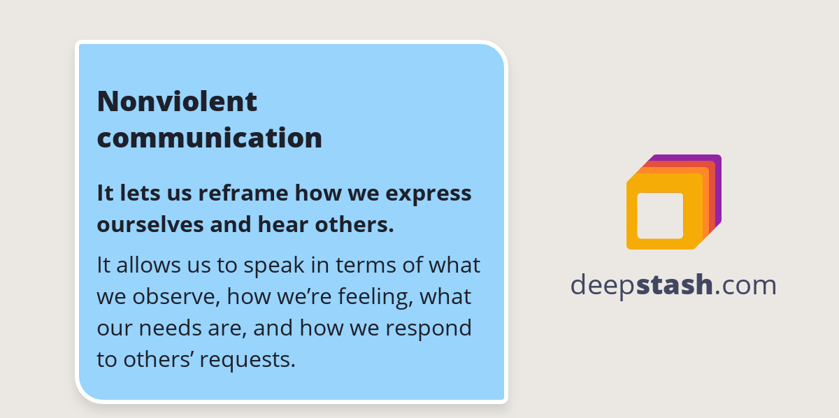 Nonviolent communication - Deepstash