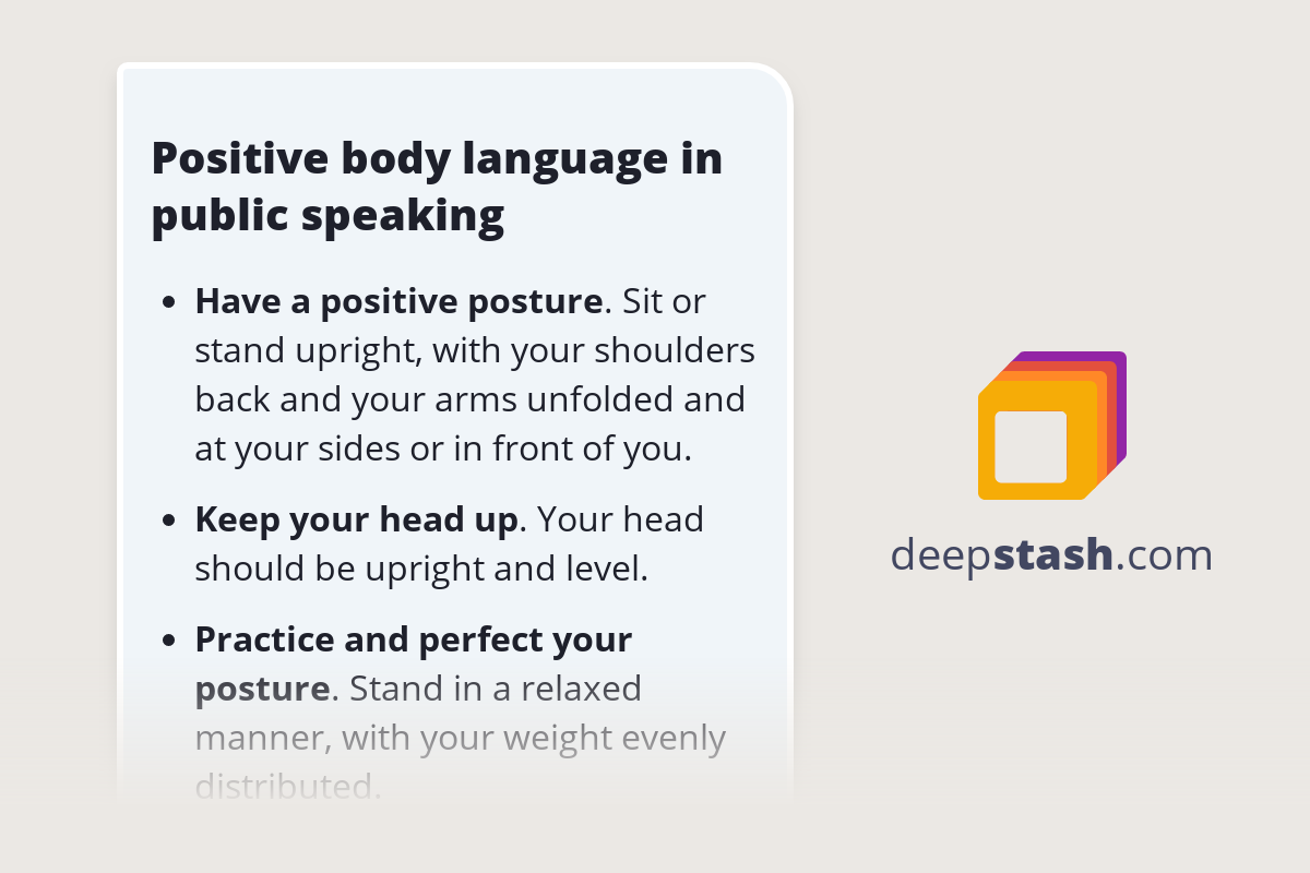 Positive body language in public speaking - Deepstash