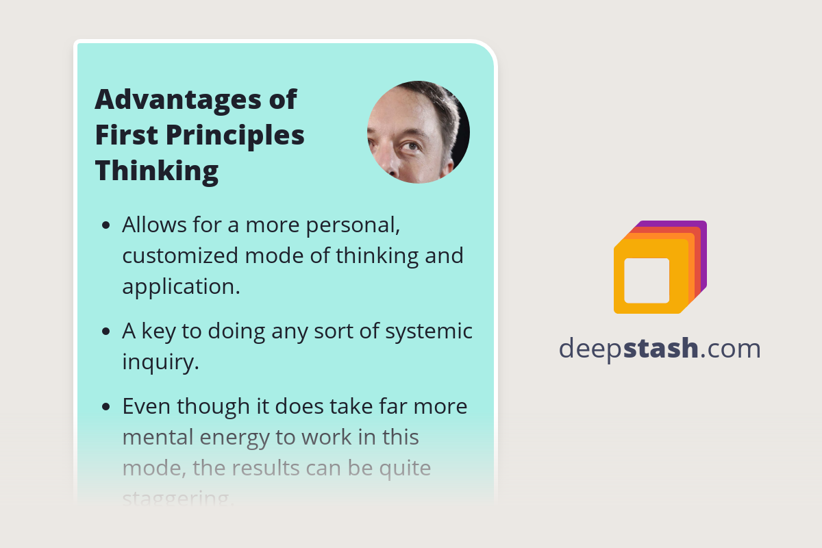 Advantages of First Principles Thinking - Deepstash