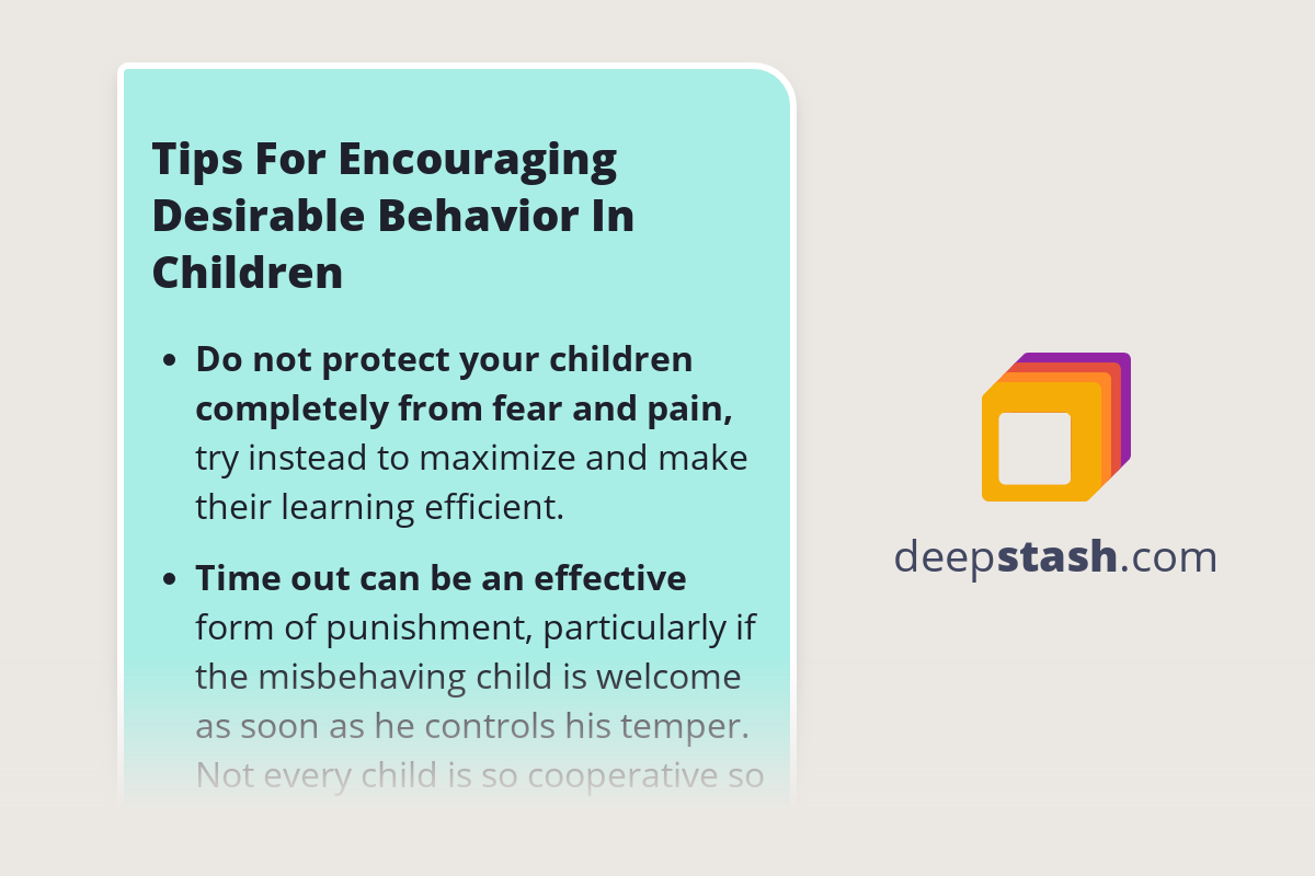 Tips For Encouraging Desirable Behavior In Children - Deepstash