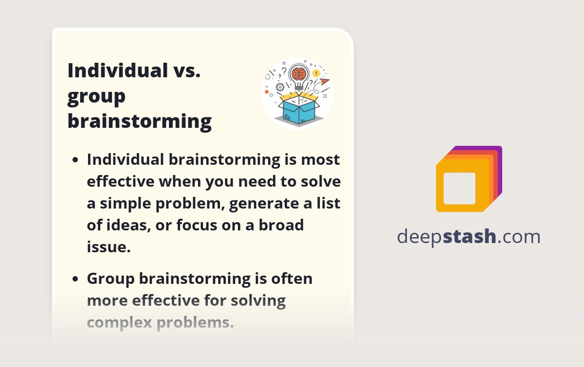 Individual vs. group brainstorming - Deepstash