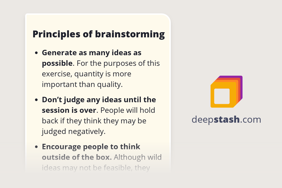 Principles of brainstorming - Deepstash