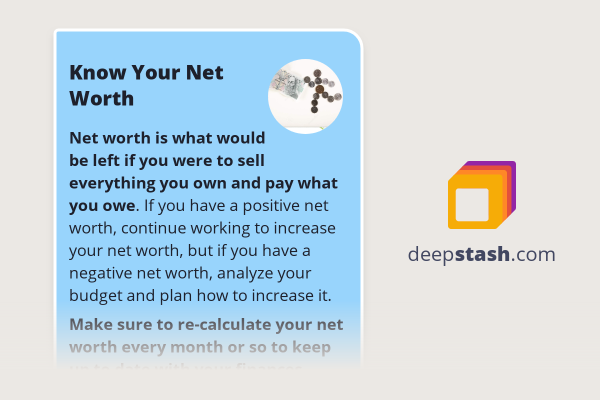 Know Your Net Worth - Deepstash