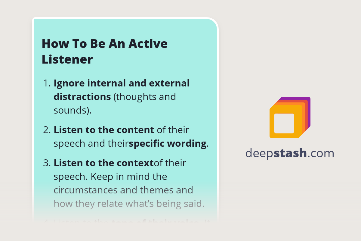How To Be An Active Listener - Deepstash
