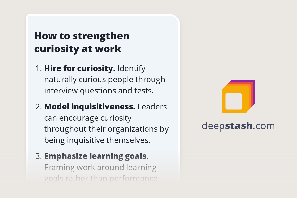 How to strengthen curiosity at work - Deepstash