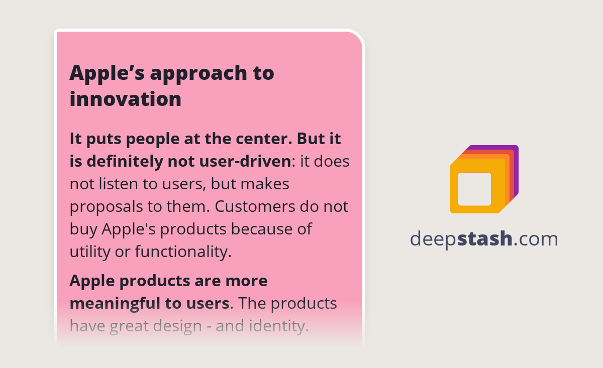 Apple’s approach to innovation - Deepstash