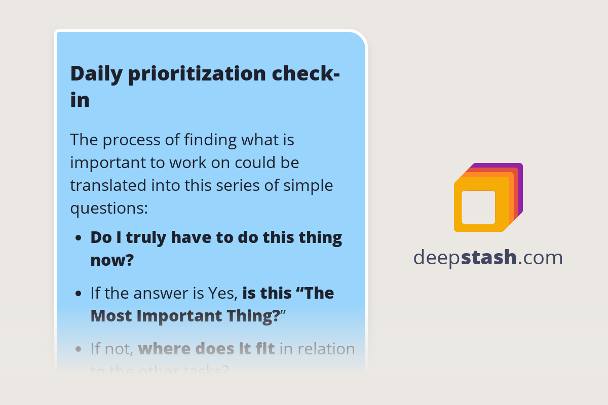 Daily prioritization check-in - Deepstash