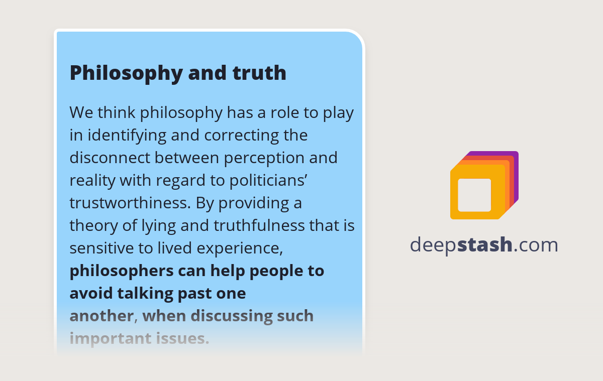 Philosophy And Truth Deepstash