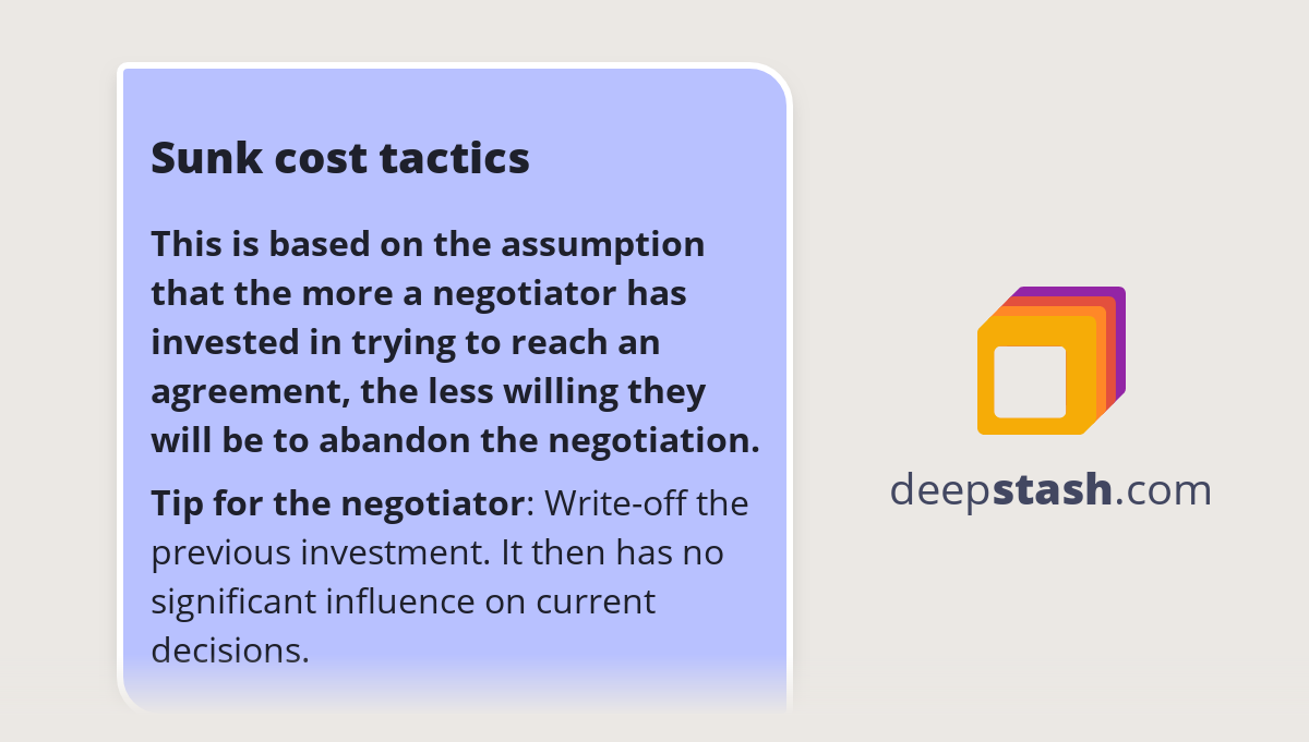 Sunk cost tactics - Deepstash