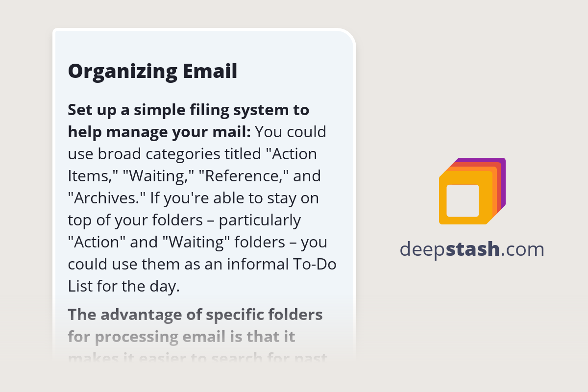 Organizing Email - Deepstash