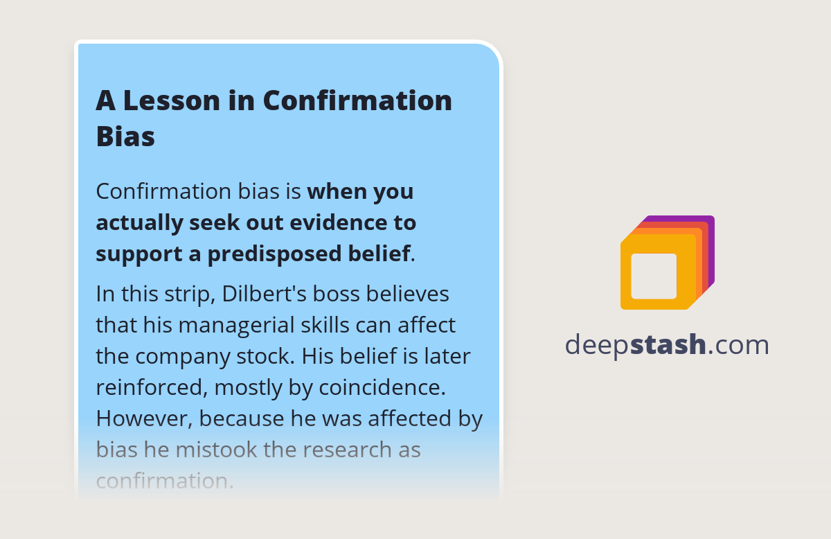 A Lesson in Confirmation Bias - Deepstash