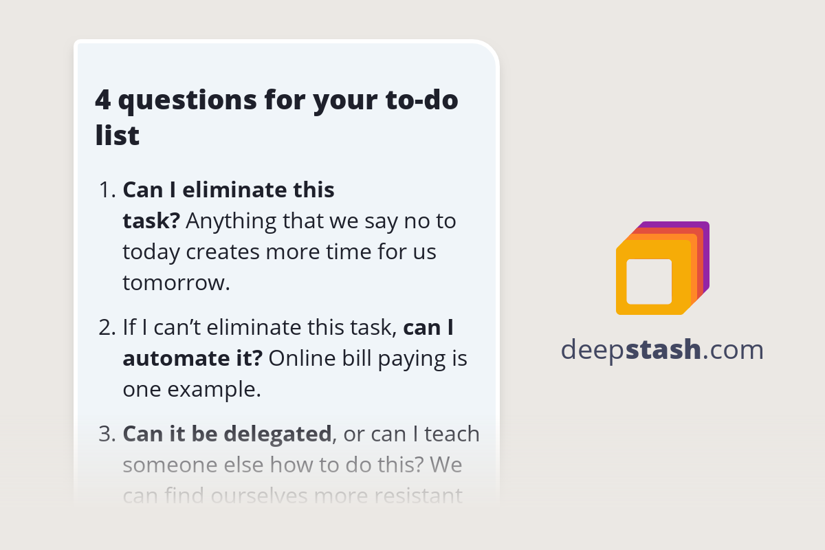 4 questions for your to-do list - Deepstash