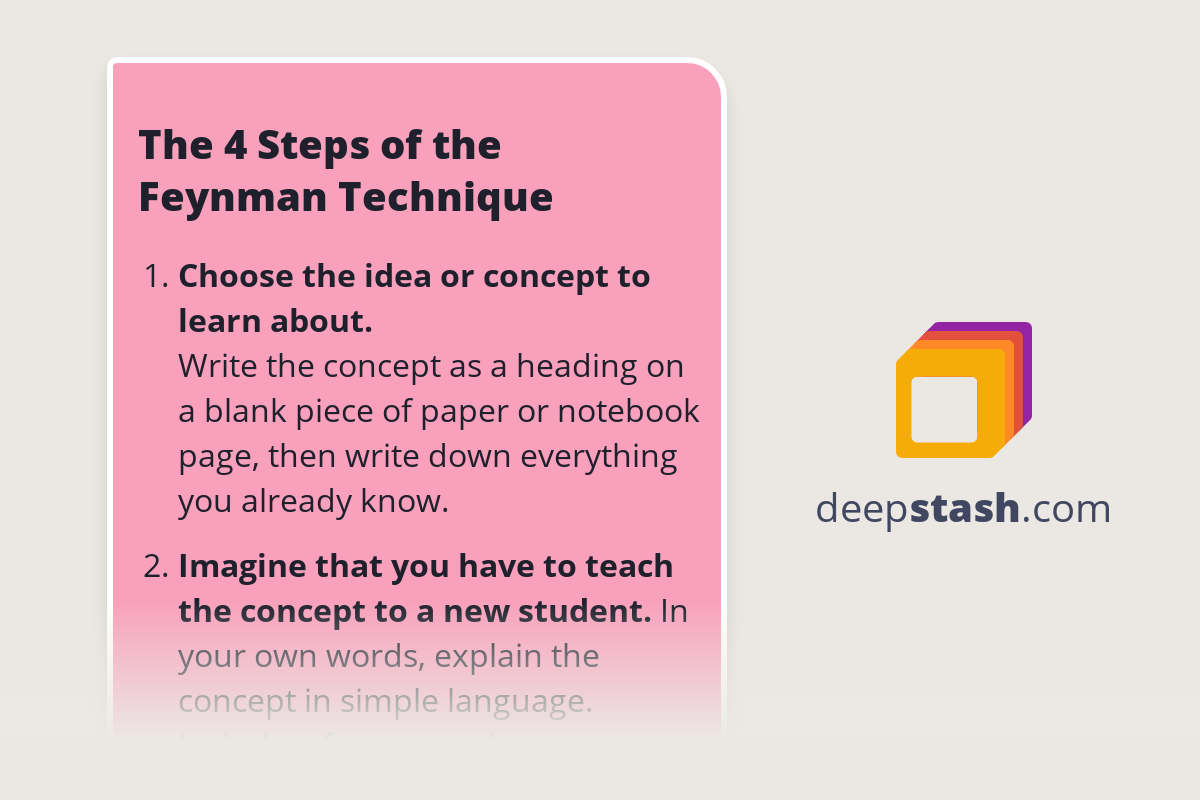 The 4 Steps of the Feynman Technique - Deepstash