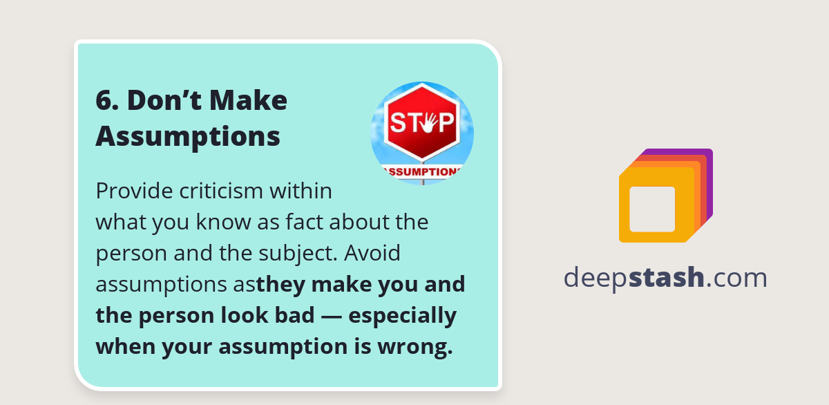 6. Don’t Make Assumptions - Deepstash