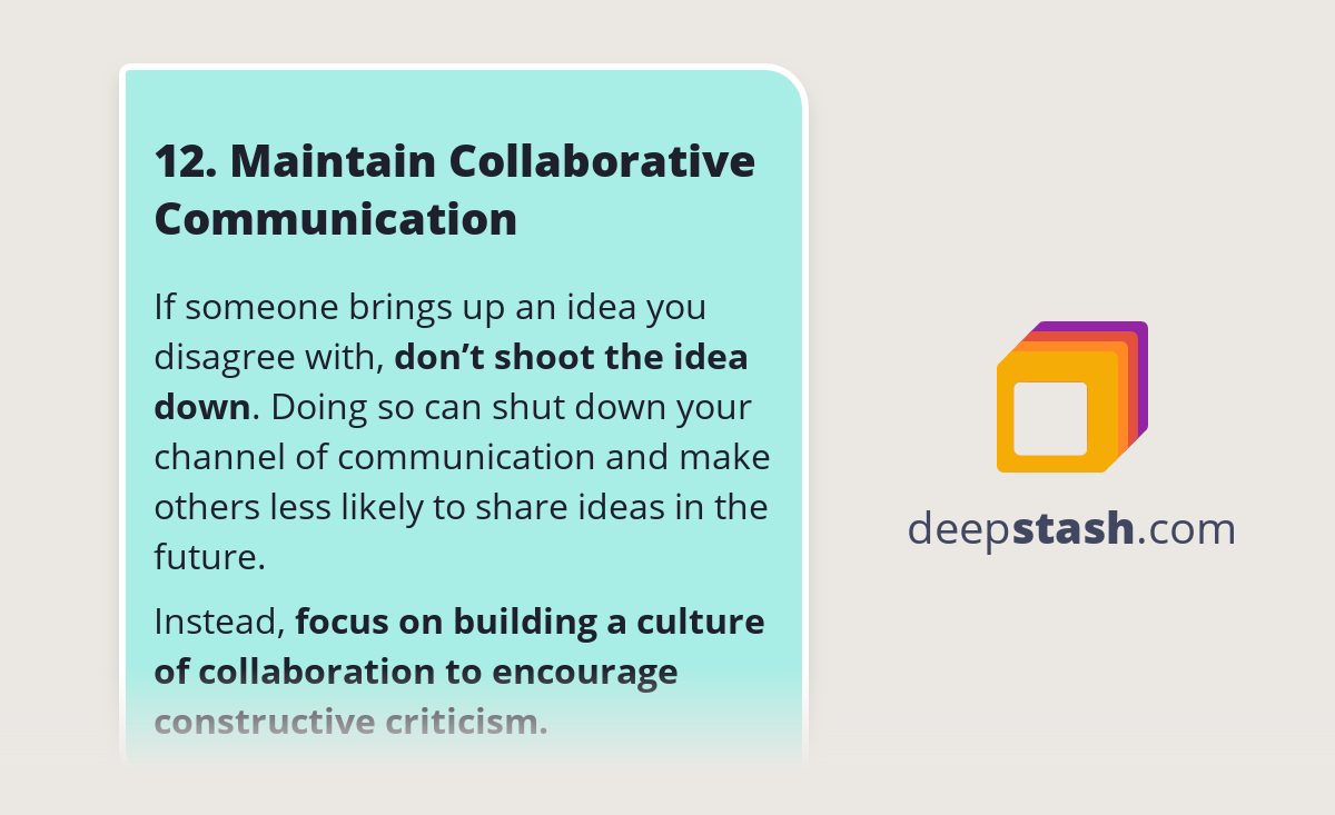 12. Maintain Collaborative Communication - Deepstash