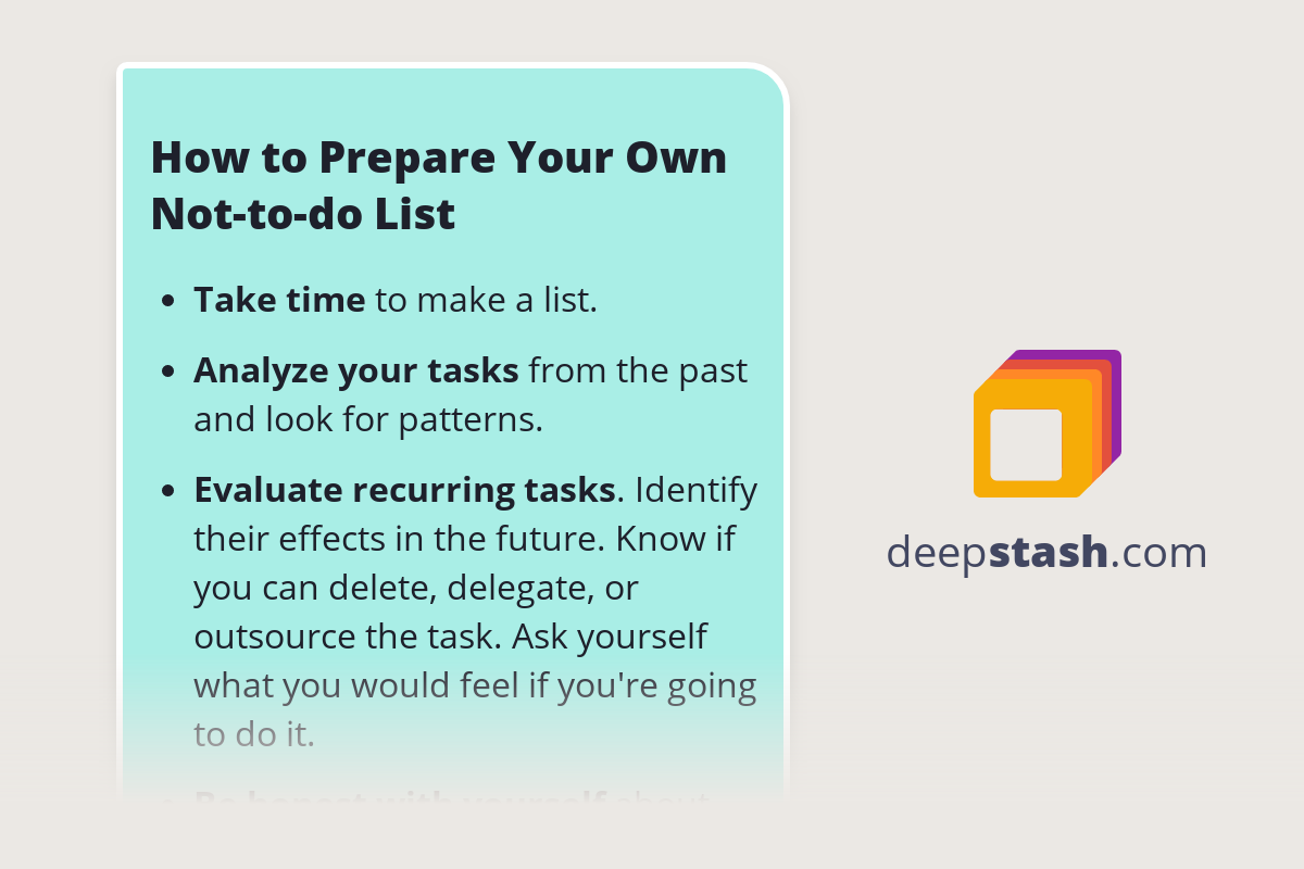 How to Prepare Your Own Not-to-do List - Deepstash