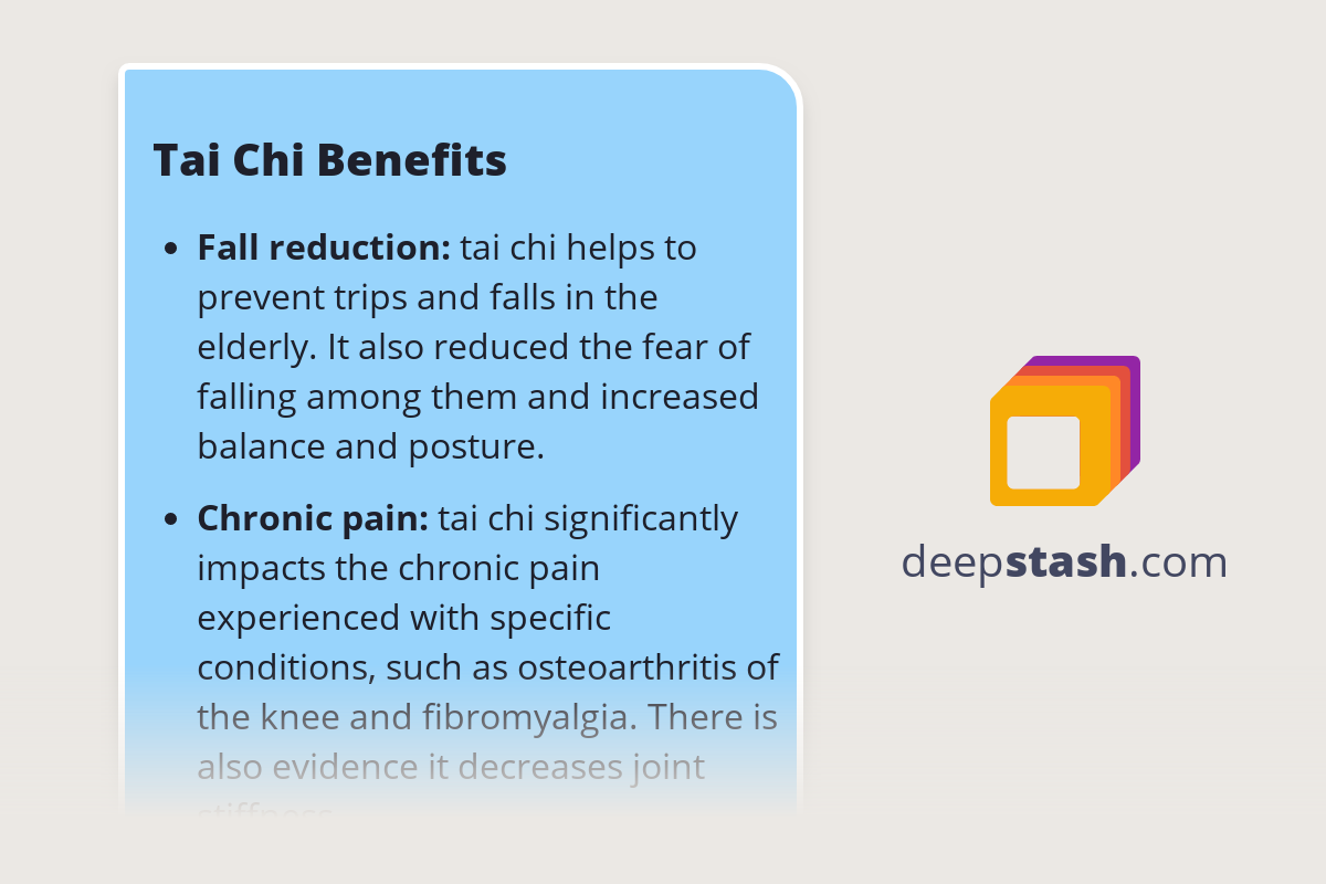 Tai Chi Benefits - Deepstash